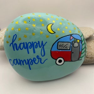 Happy Camper Painted Rock, Camping Painted Rock, Summer Camping Rock - Etsy