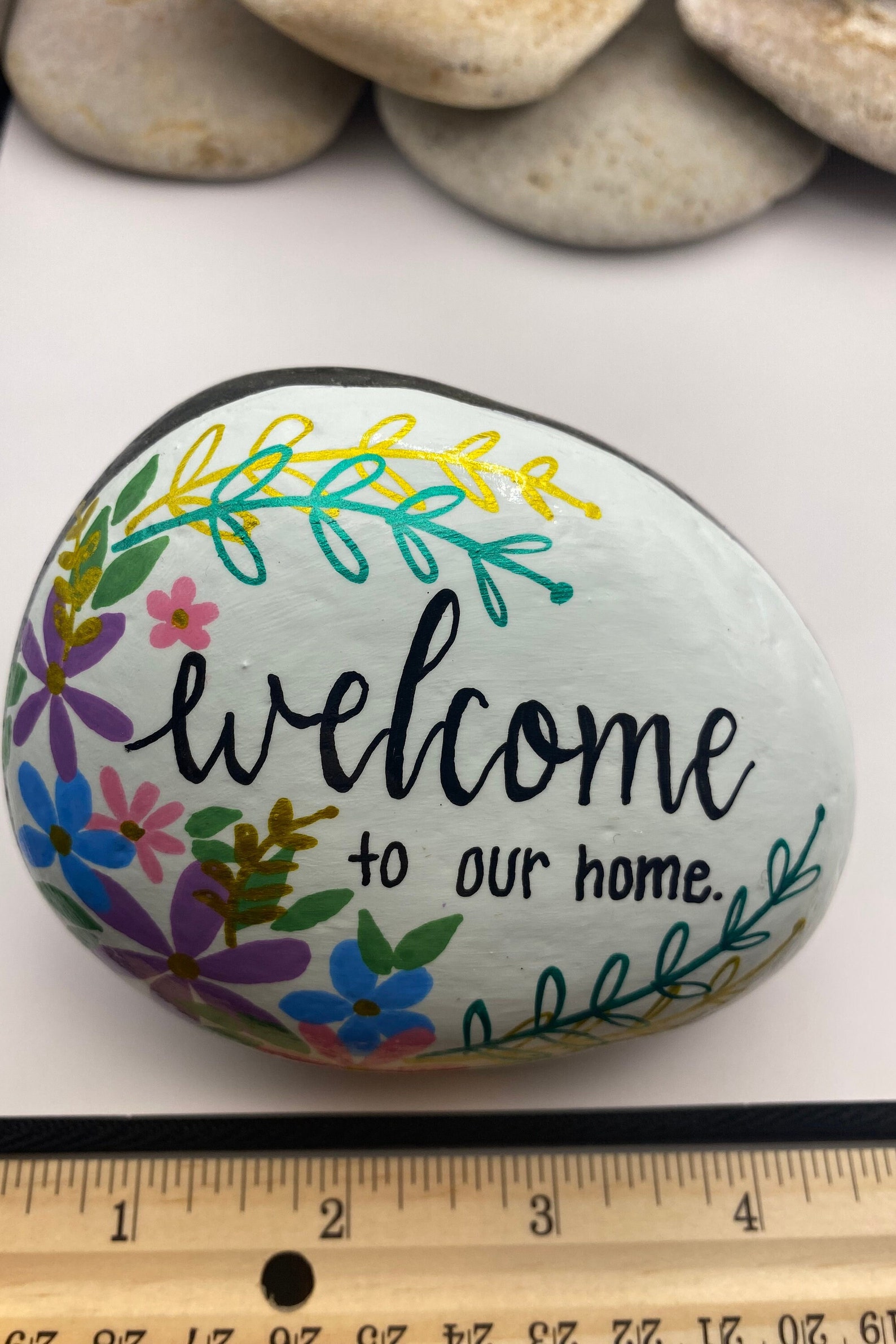 Welcome to Our Home Painted Rock, Welcome Rock, Address Rock, Welcome ...
