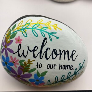 Welcome to Our Home Painted Rock, Welcome Rock, Address Rock, Welcome ...