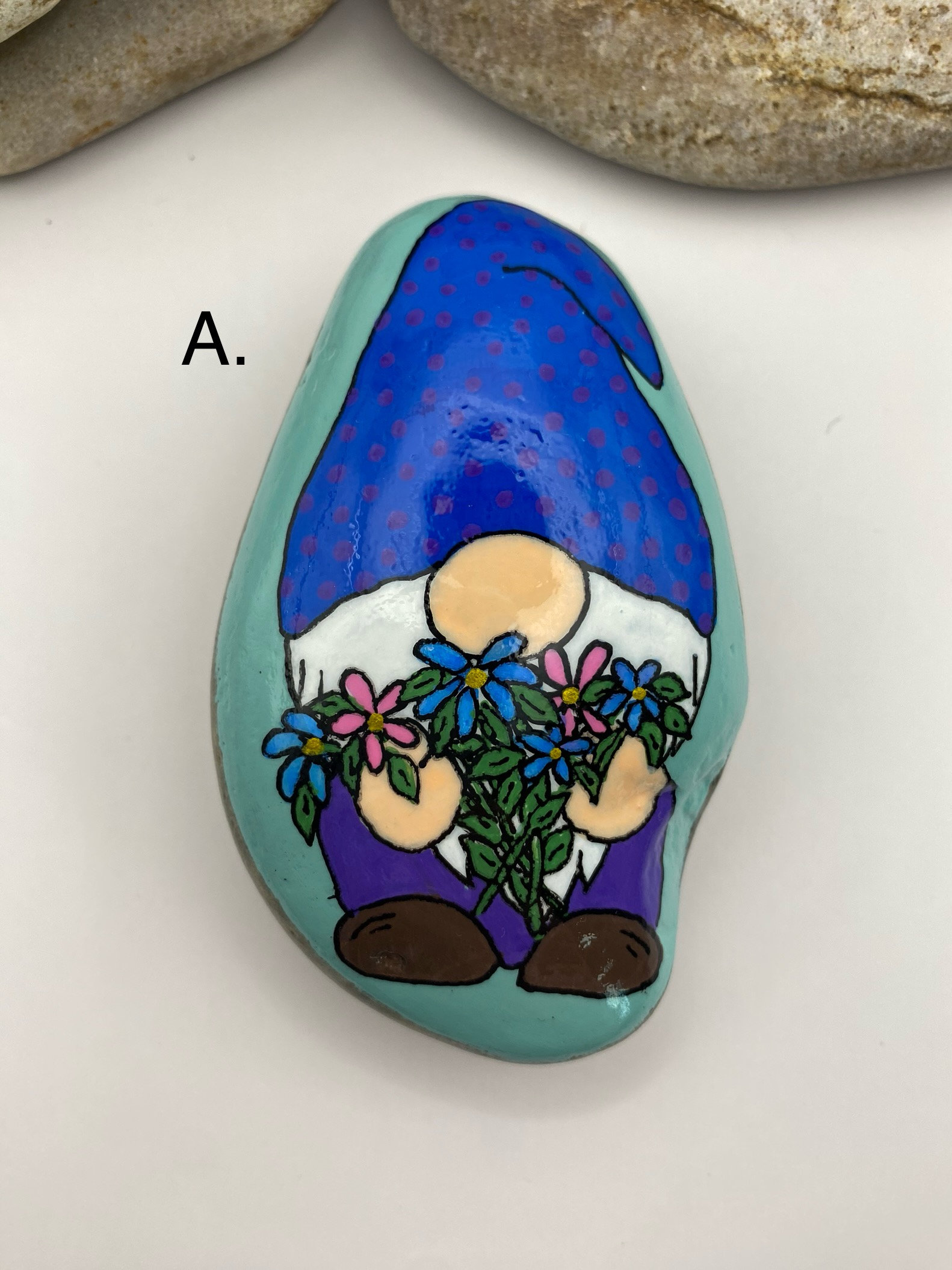 Gnome Painted Rocks, Garden Gnome Rocks, Gnome Rocks, Spring Painted ...