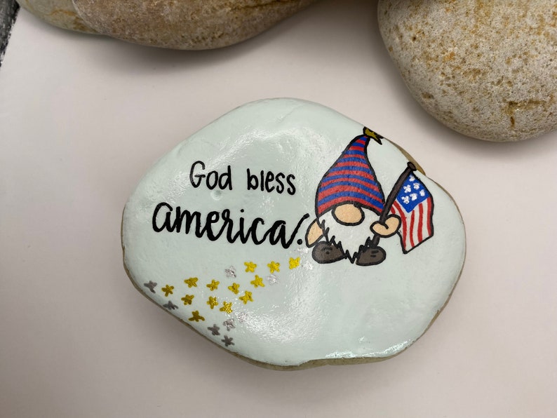 God Bless America Painted Rock, July 4th Rock, Patriotic Rock, Happy ...