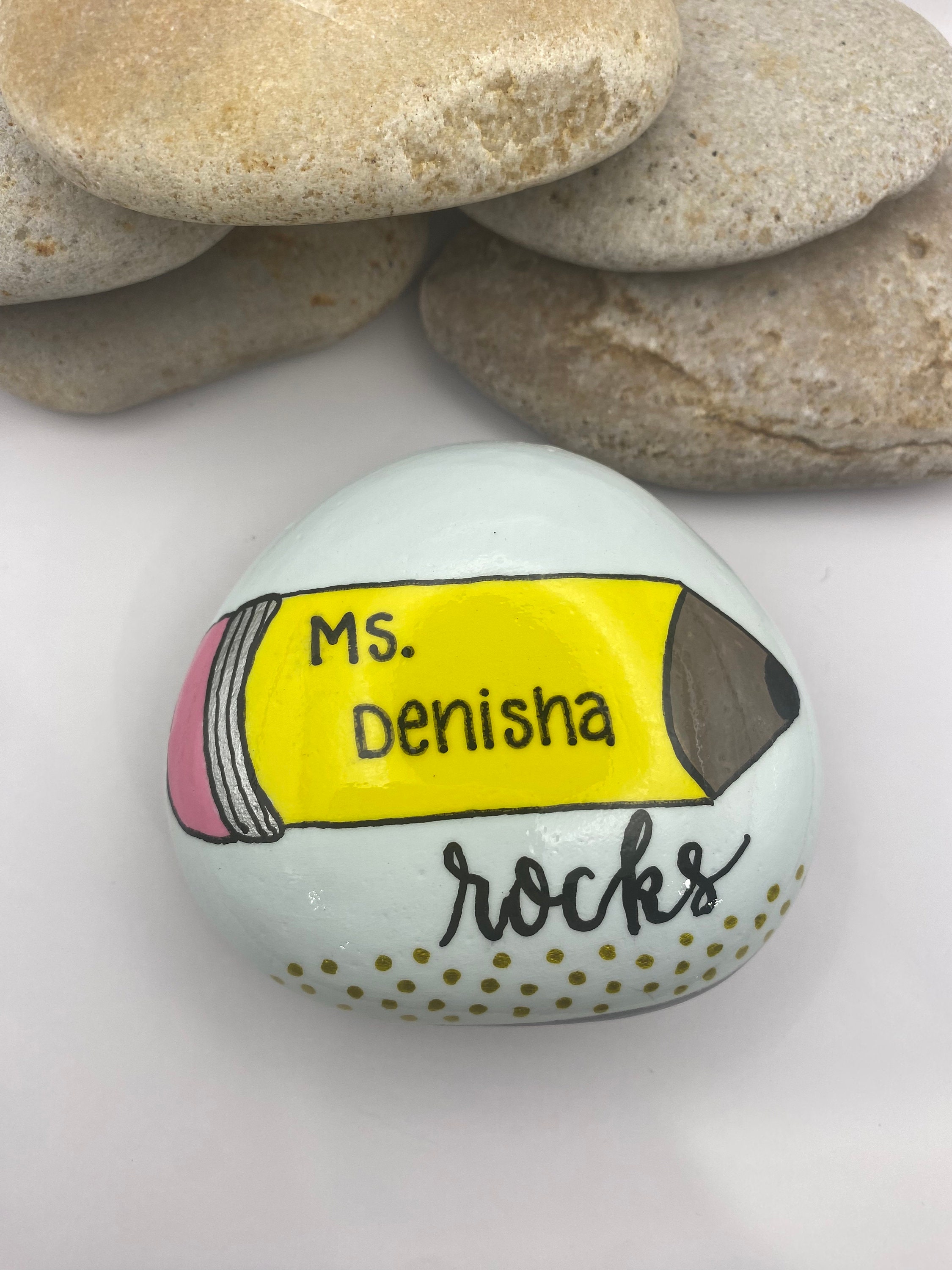 My Teacher Rocks Painted Rocks, Back to School Rock, Teacher ...