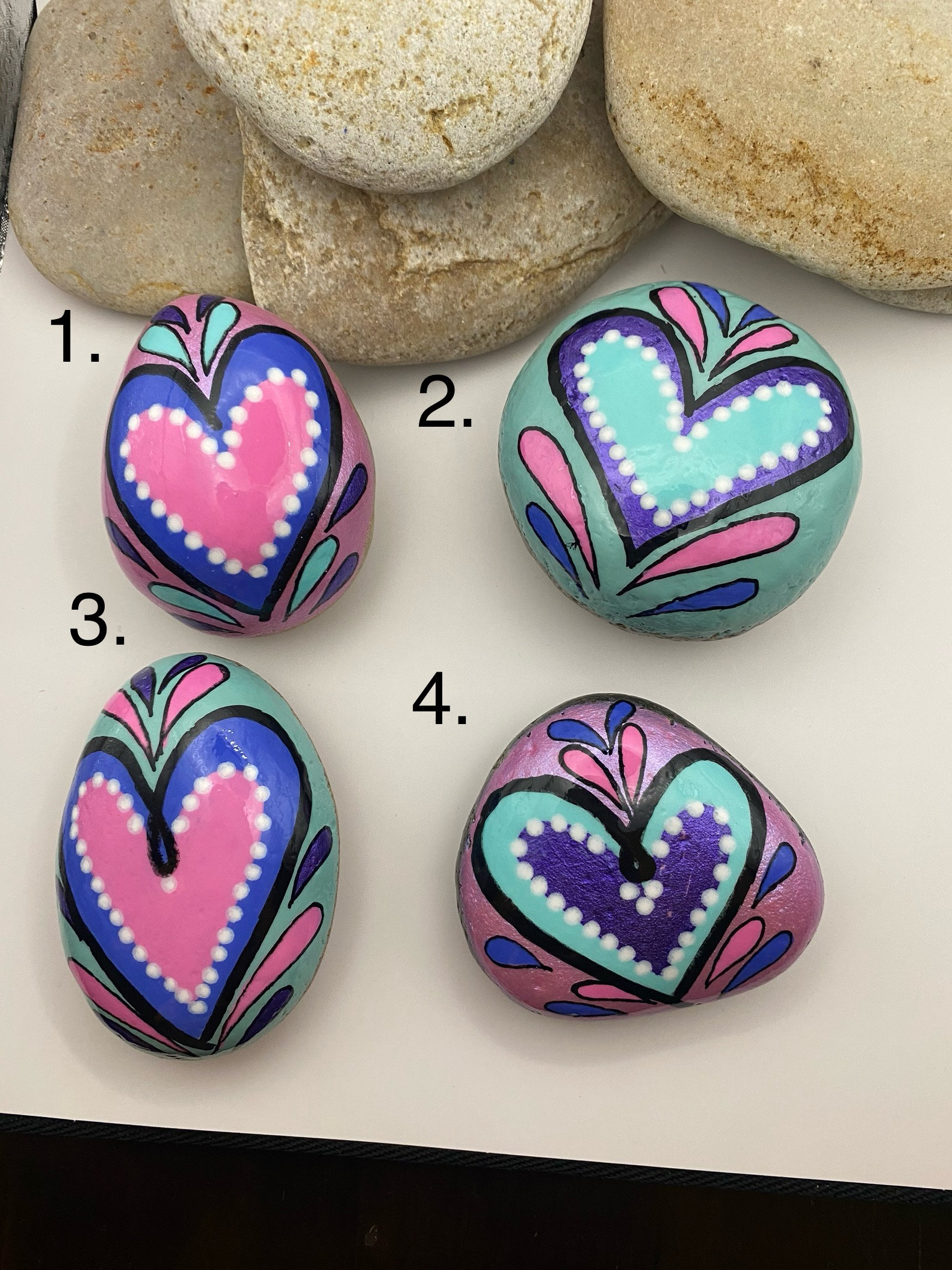 Heart Rocks Painted Rocks, Assorted Heart Rocks, Valentine’s Day ...