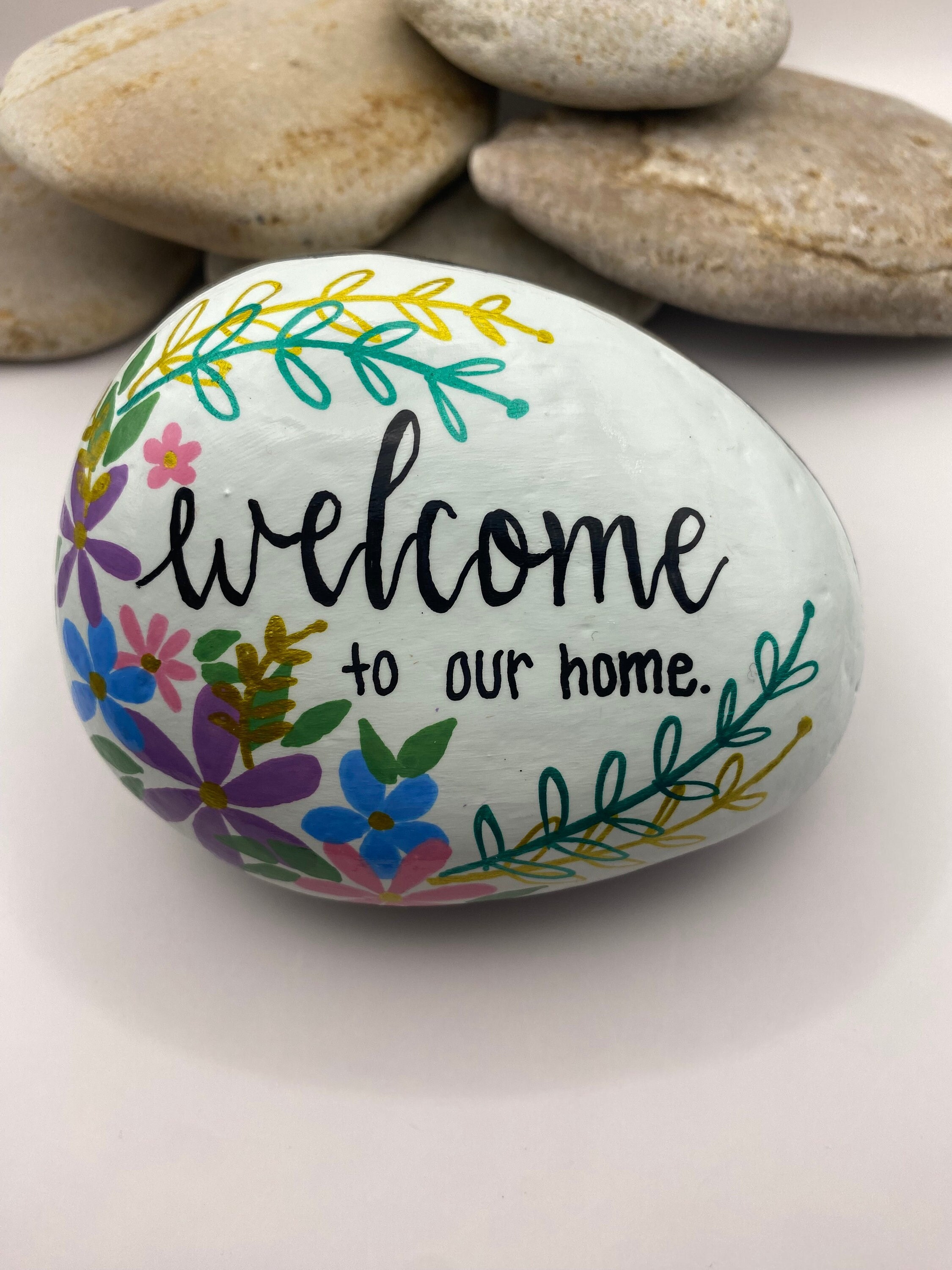 Welcome to Our Home Painted Rock, Welcome Rock, Address Rock, Welcome ...