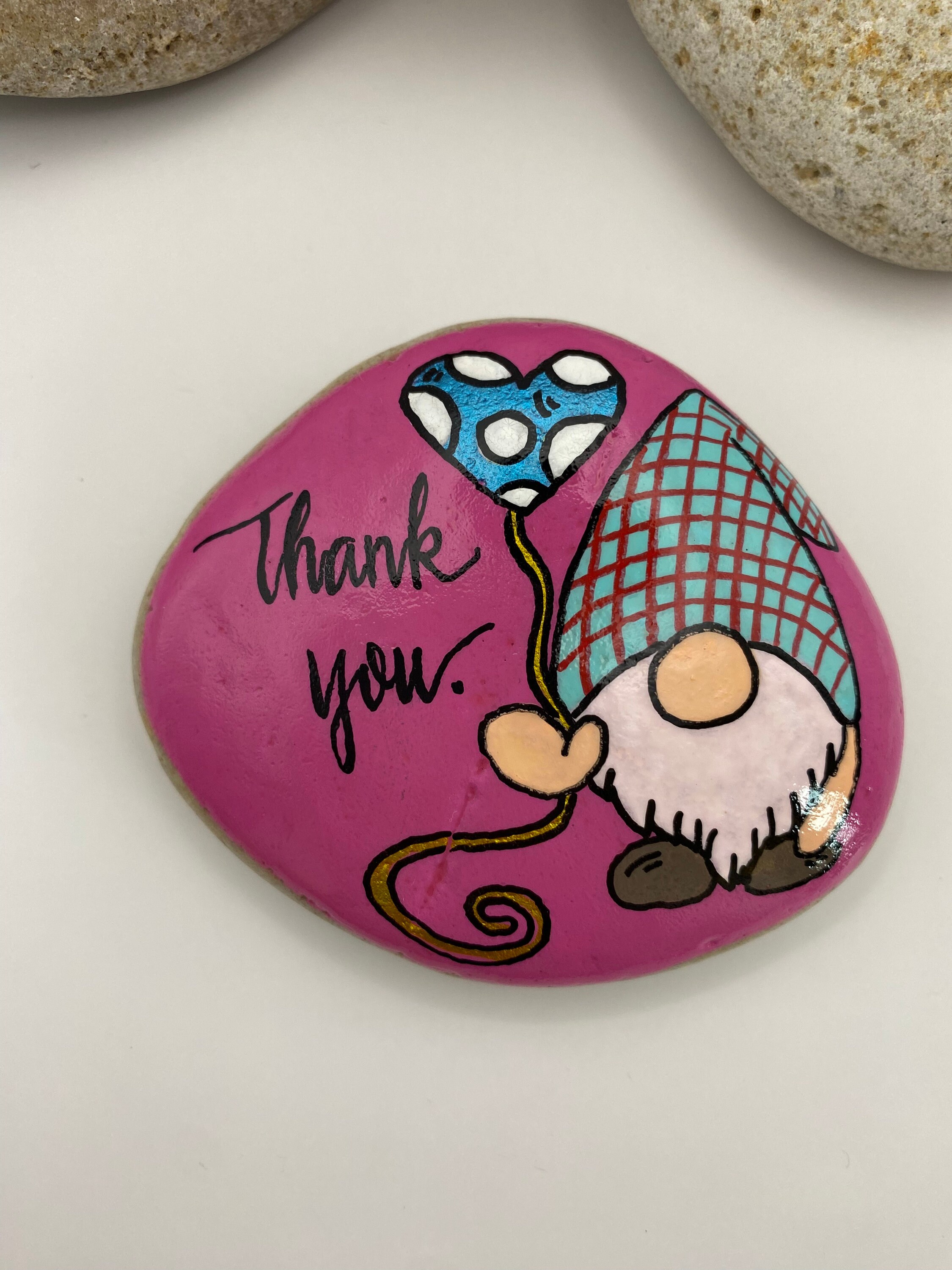 Thank You Painted Rock, Painted Gnome Rock, Thank You Gift ...