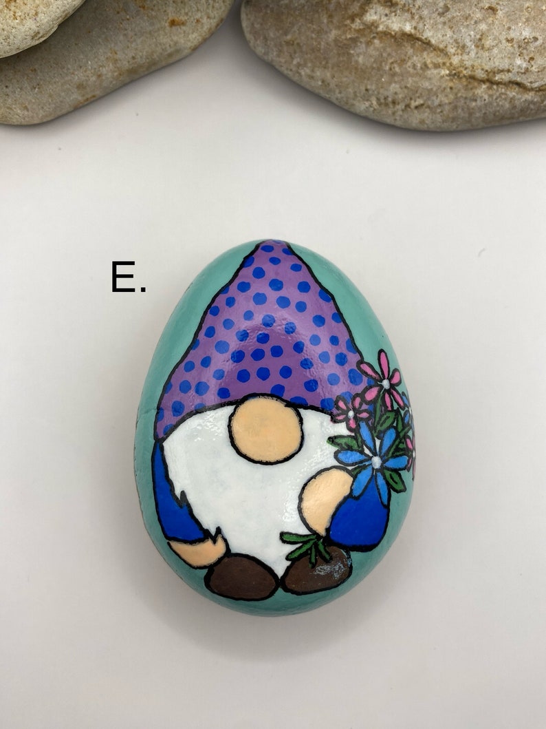 Gnome Painted Rocks, Garden Gnome Rocks, Gnome Rocks, Spring Painted ...