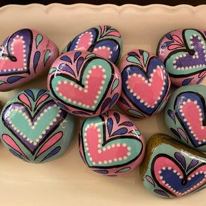 Heart Rocks Painted Rocks, Assorted Heart Rocks, Valentine’s Day ...