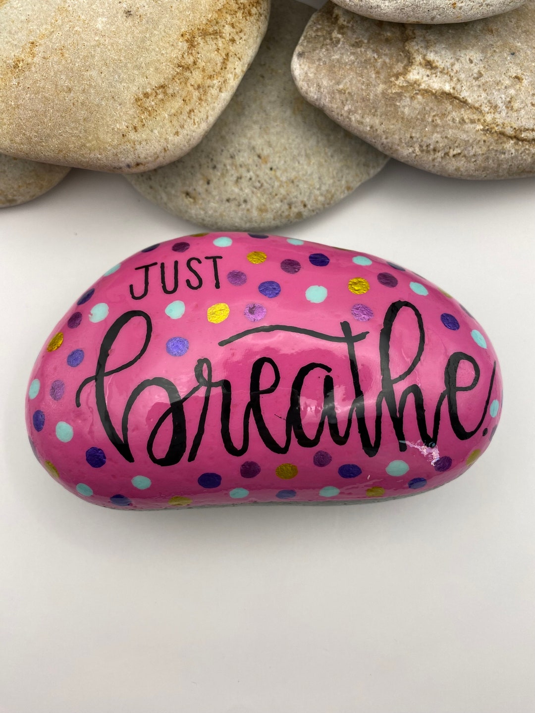 Just Breathe Painted Rock, Breathe Rock, Affirmation Rock ...