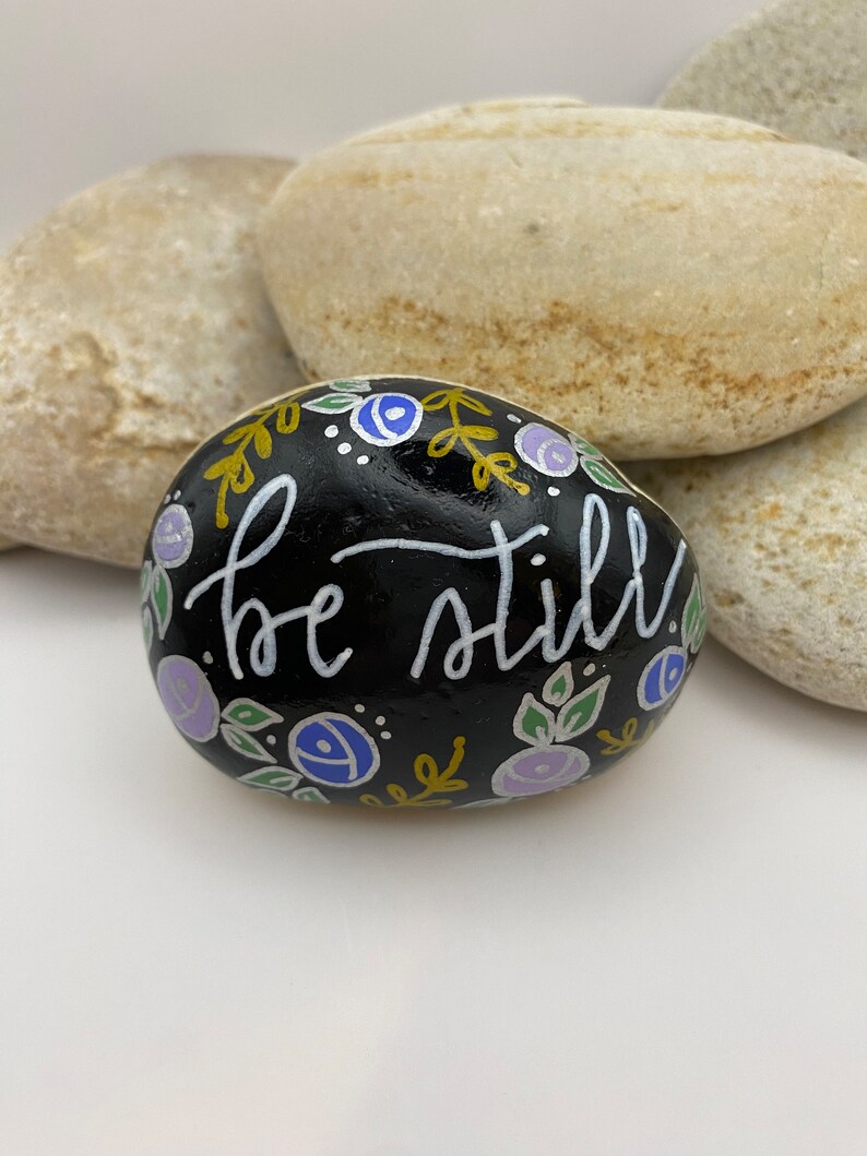 Be Still Painted Rock, Bible Verse Rock, Bible Quotes, Religious Rocks ...