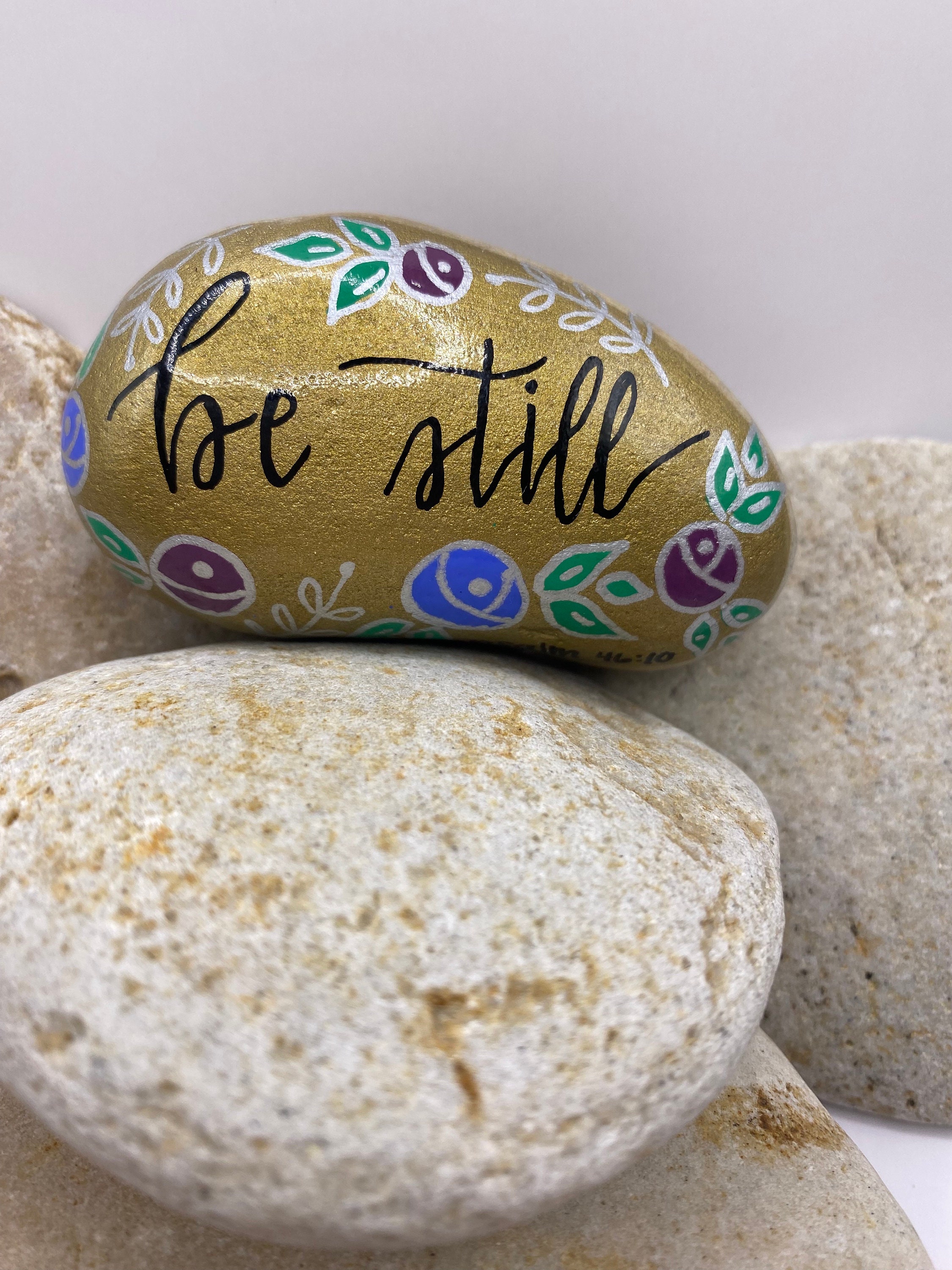 Be Still Hand Painted Rock, Bible Verse Rock, Bible Quotes, Religious ...