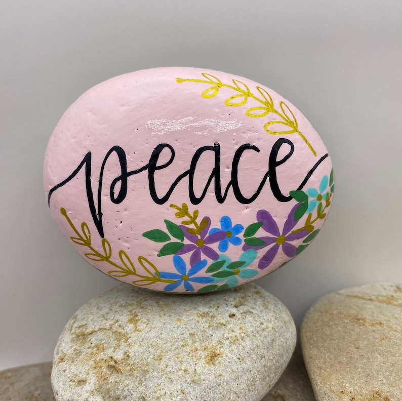 Peace Painted Rock, Affirmation Rock, Inspirational Painted Rock - Etsy