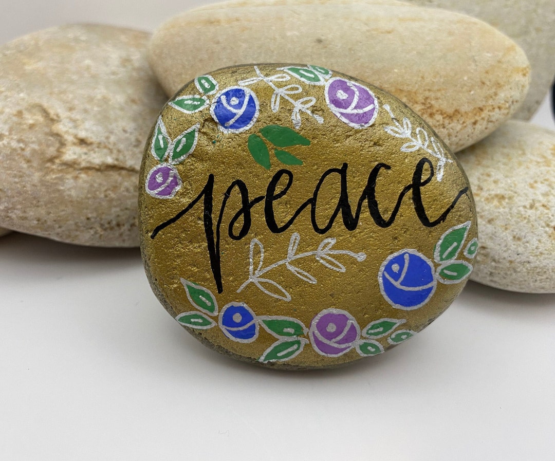 Peace Painted Rock, Hand Painted Rock, Gift for Encouragement, Gift for ...
