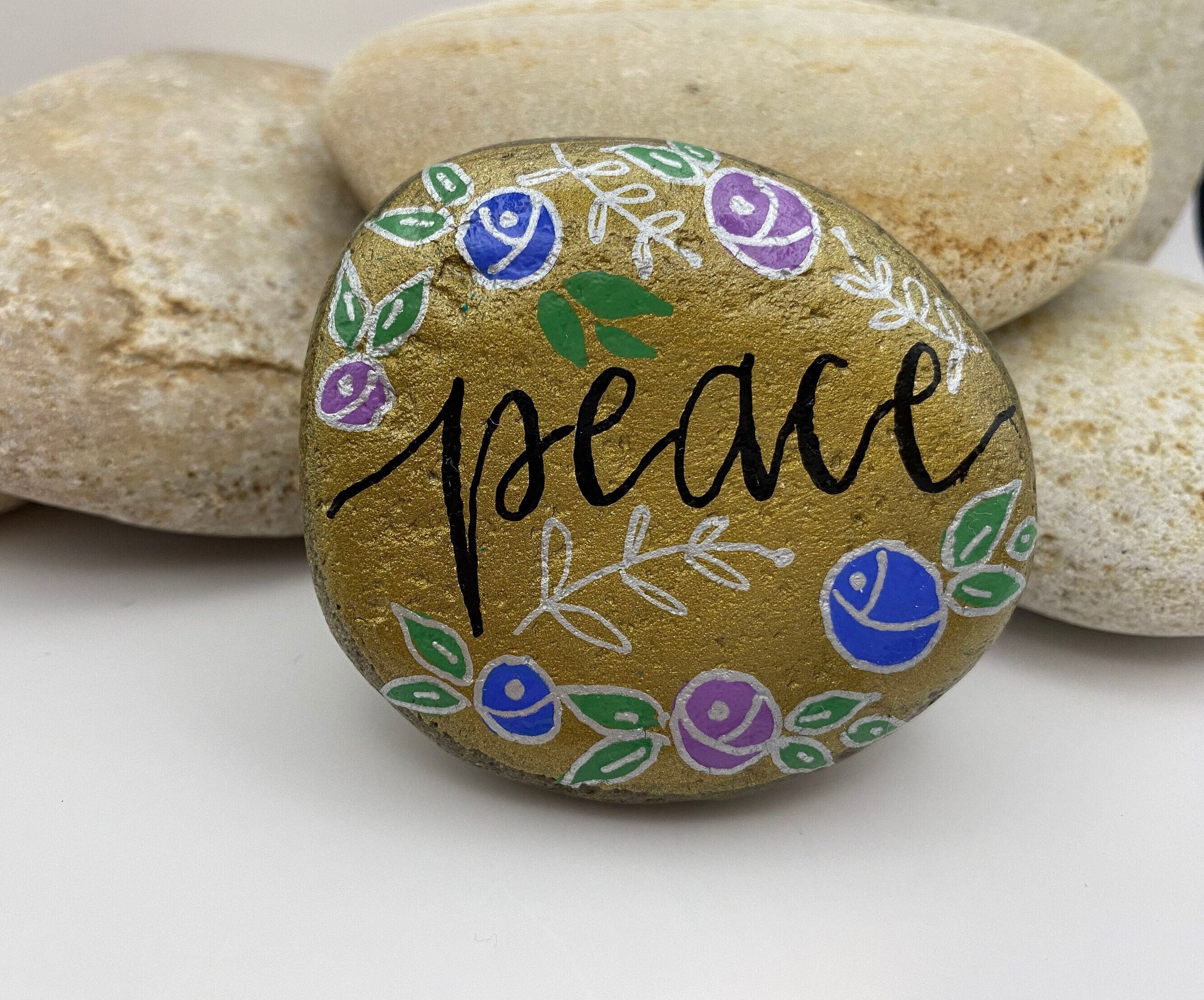Peace Painted Rock, Hand Painted Rock, Gift for Encouragement, Gift for ...