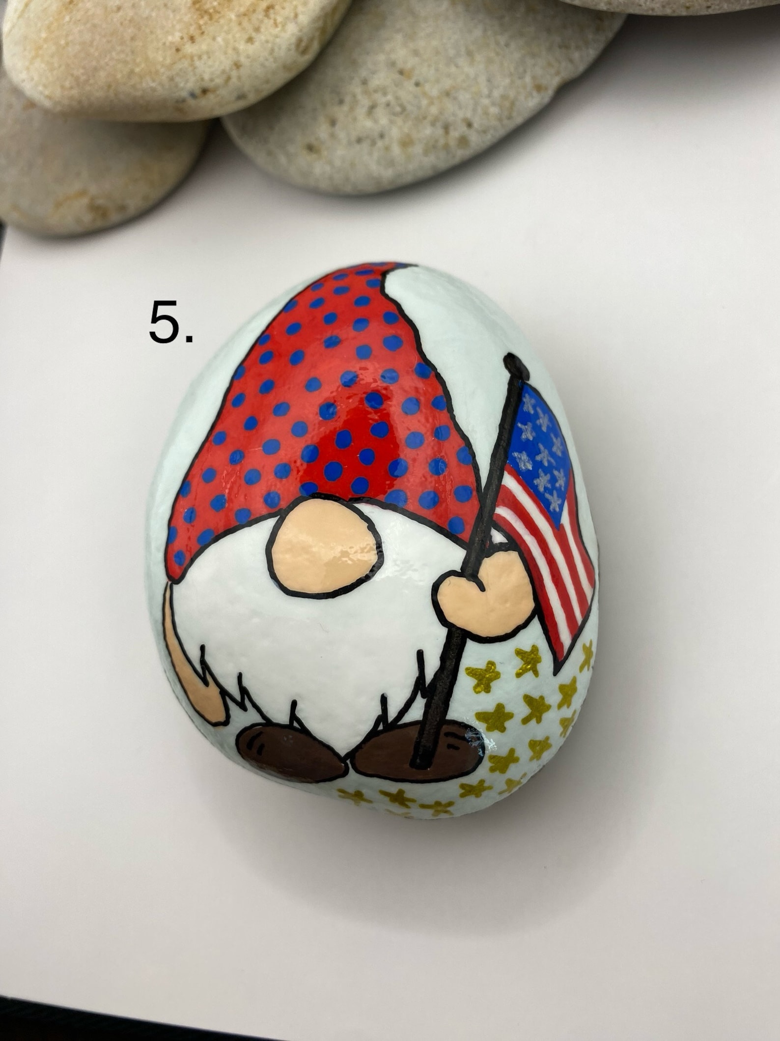 Gnome Painted Rocks, Fourth of July Gnomes, God Bless America Gnome ...