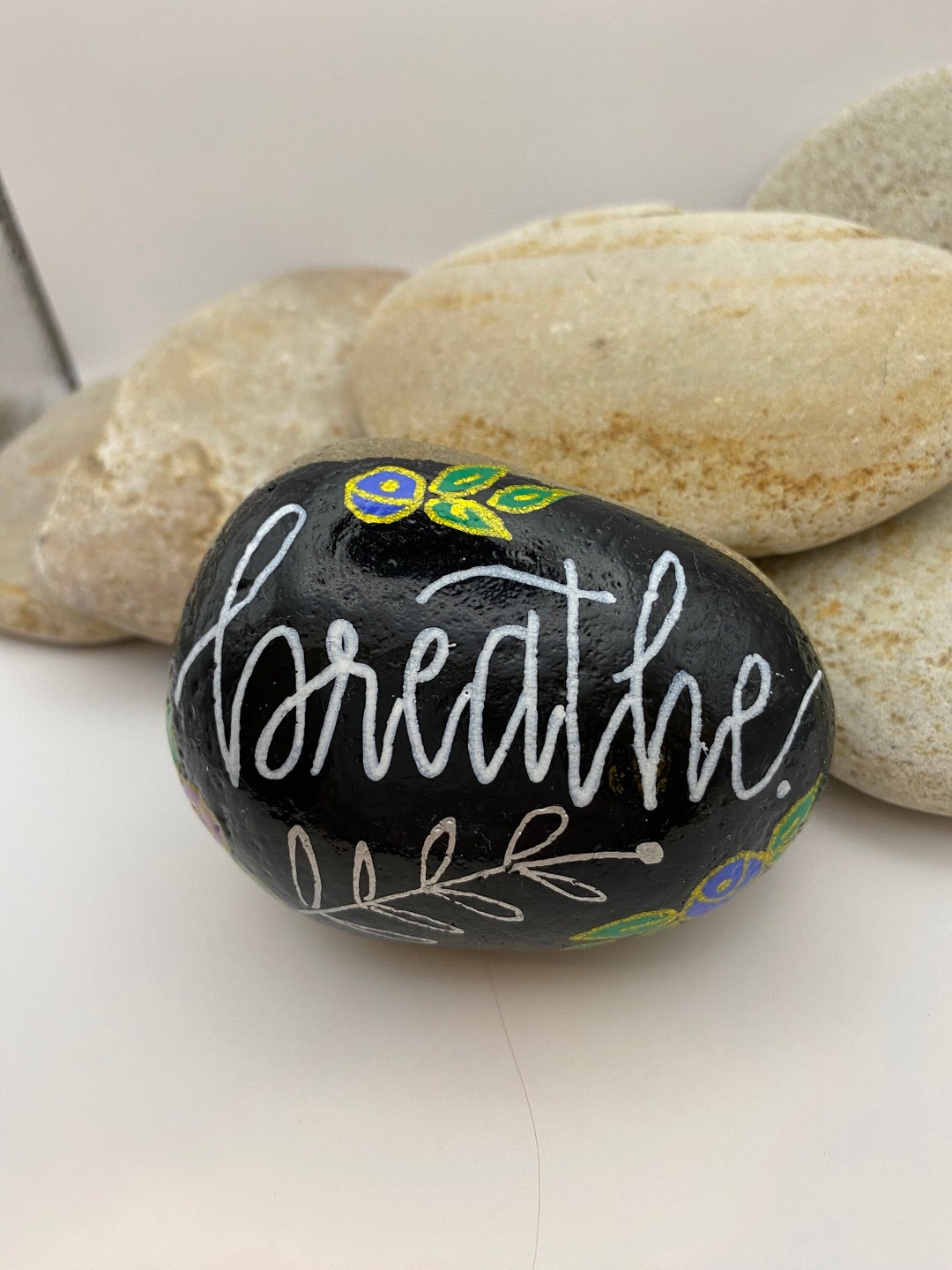 Breathe Painted Rock, Hand Painted Rock, Gift for Loved One, Peace Rock ...