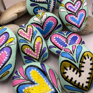 Heart Rocks, Painted Rocks, Valentine's Day Painted Rocks, Assorted ...
