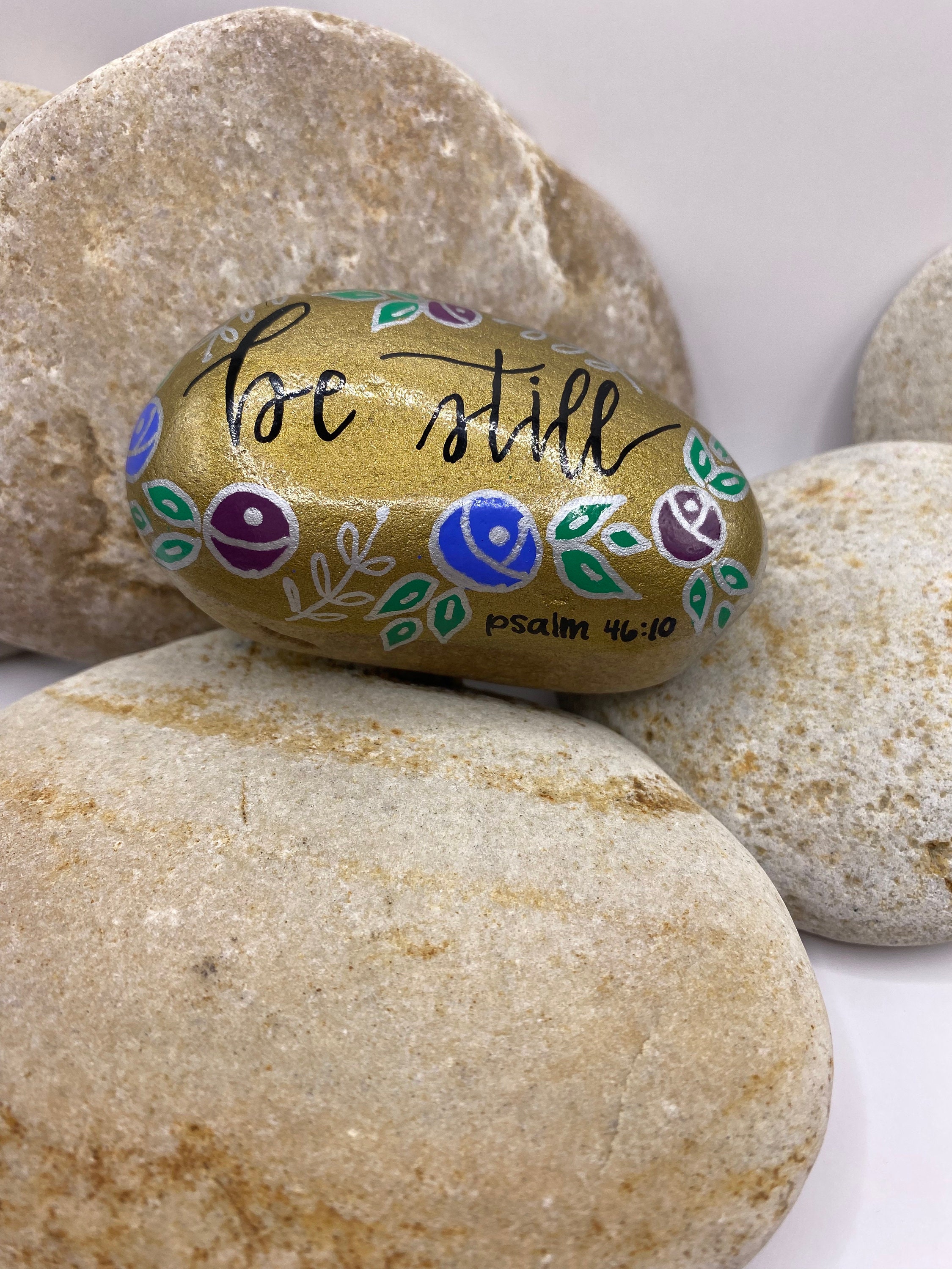 Be Still Hand Painted Rock, Bible Verse Rock, Bible Quotes, Religious ...
