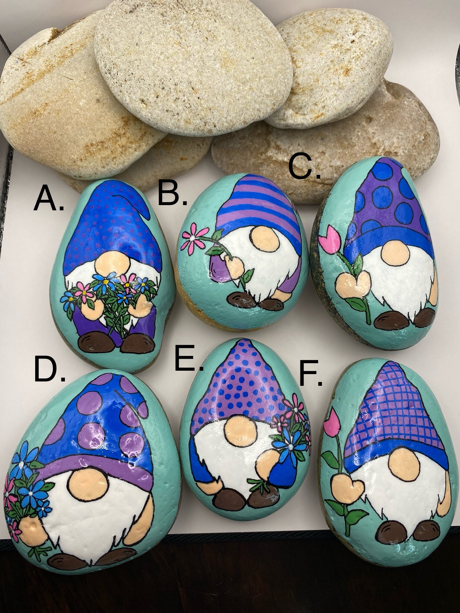 Gnome Painted Rocks, Garden Gnome Rocks, Gnome Rocks, Spring Painted ...