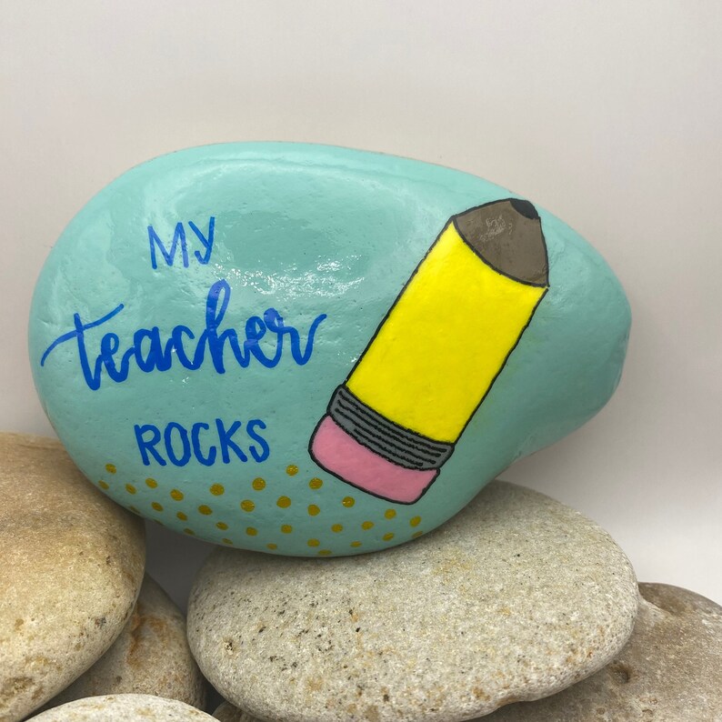 My Teacher Rocks Painted Rock, Teacher Painted Rock, Teacher ...