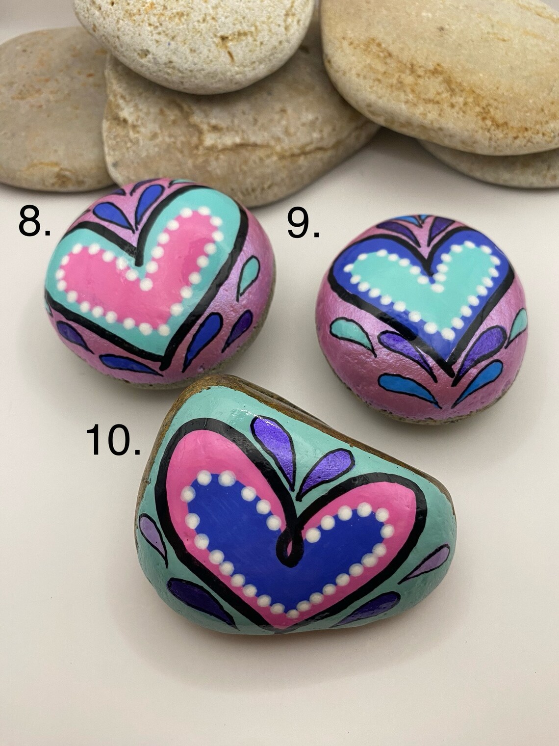 Heart Rocks Painted Rocks, Assorted Heart Rocks, Valentine’s Day ...
