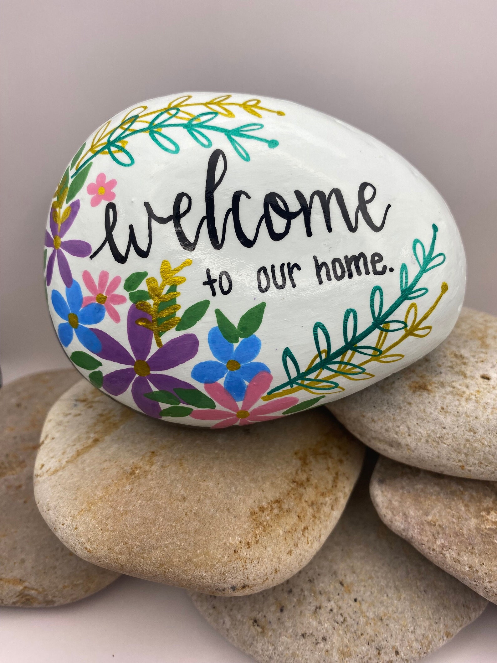 Welcome to Our Home Painted Rock, Welcome Rock, Address Rock, Welcome ...