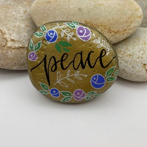 Peace Painted Rock, Hand Painted Rock, Gift for Encouragement, Gift for ...