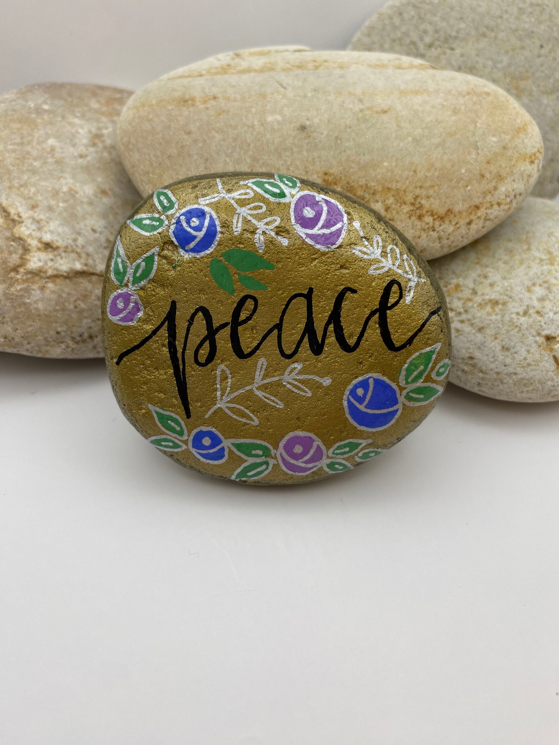 Peace Painted Rock, Hand Painted Rock, Gift for Encouragement, Gift for ...