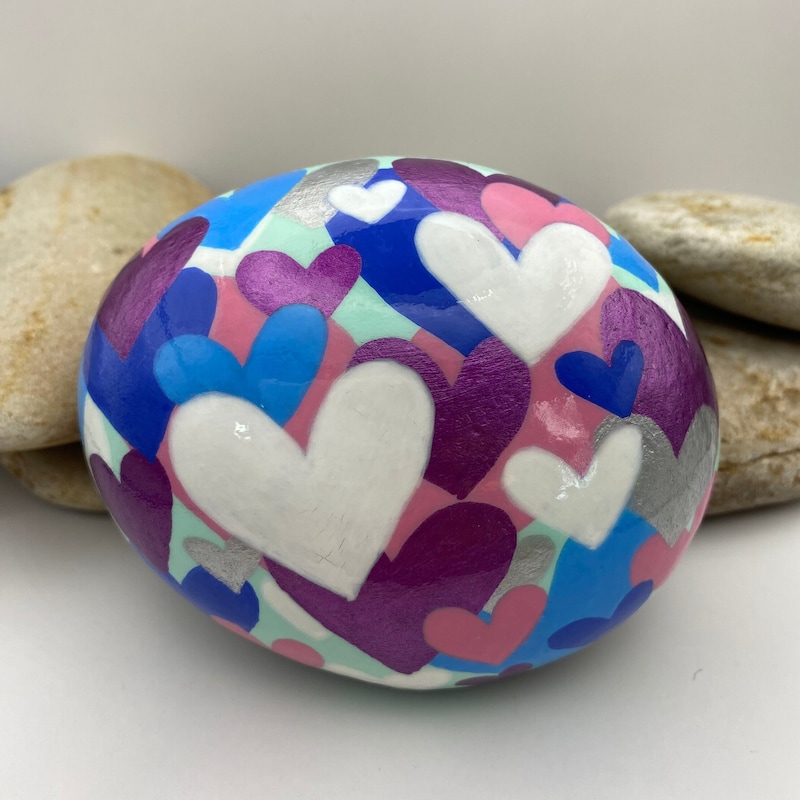 Painted Heart Rock - Etsy