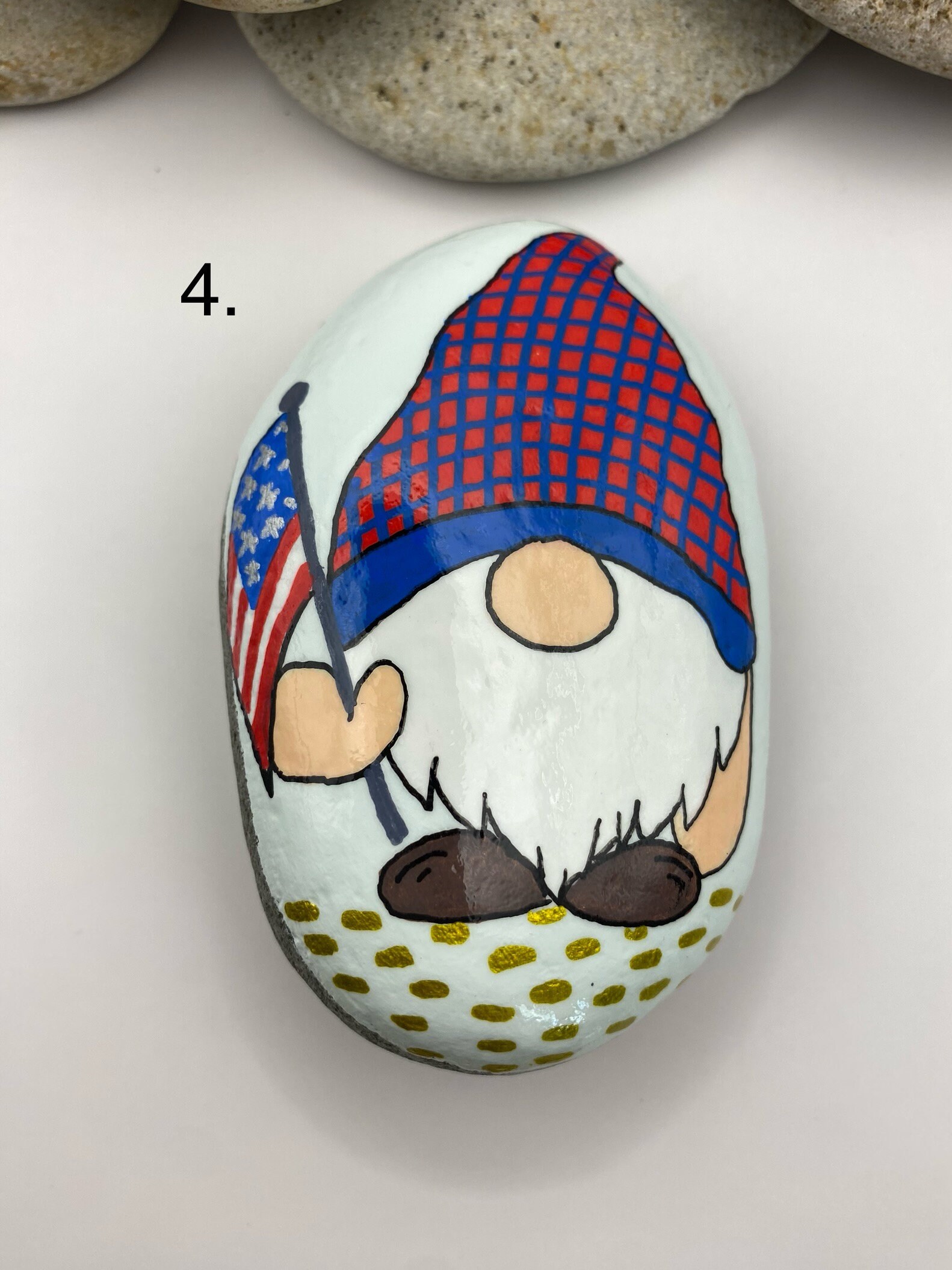 Gnome Painted Rocks, Fourth of July Gnomes, God Bless America Gnome ...