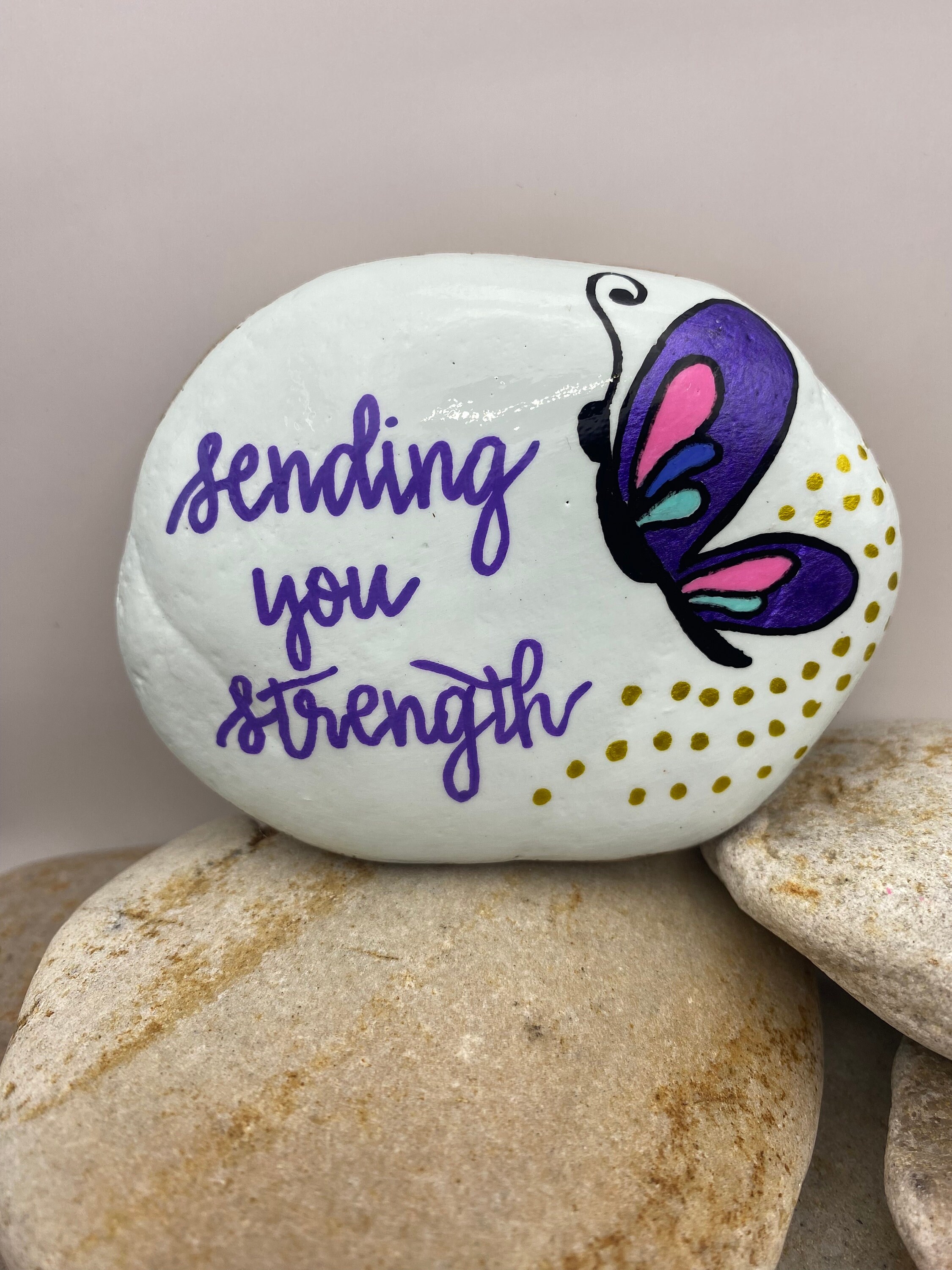 Sending You Strength Painted Rock, Encouragement Rock, Strength Rock ...