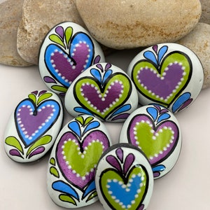 Heart Rocks, Assorted Heart Rocks, Painted Rocks, Valentine's Day Rocks ...