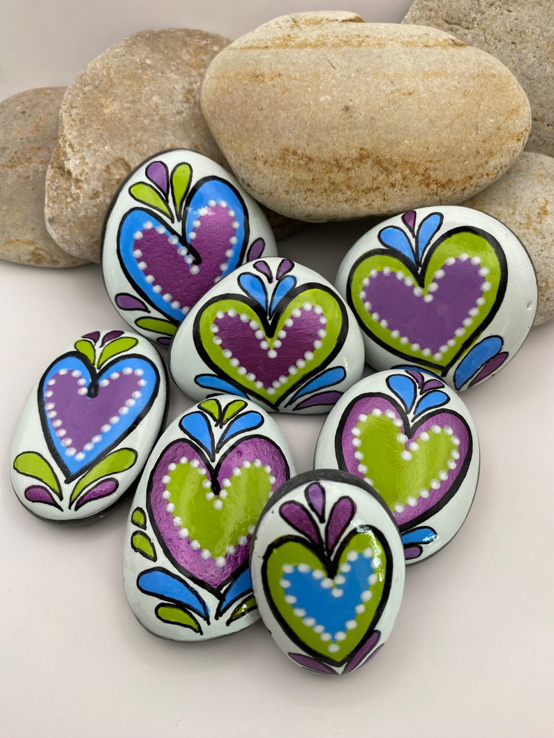 Heart Rocks, Assorted Heart Rocks, Painted Rocks, Valentine's Day Rocks ...