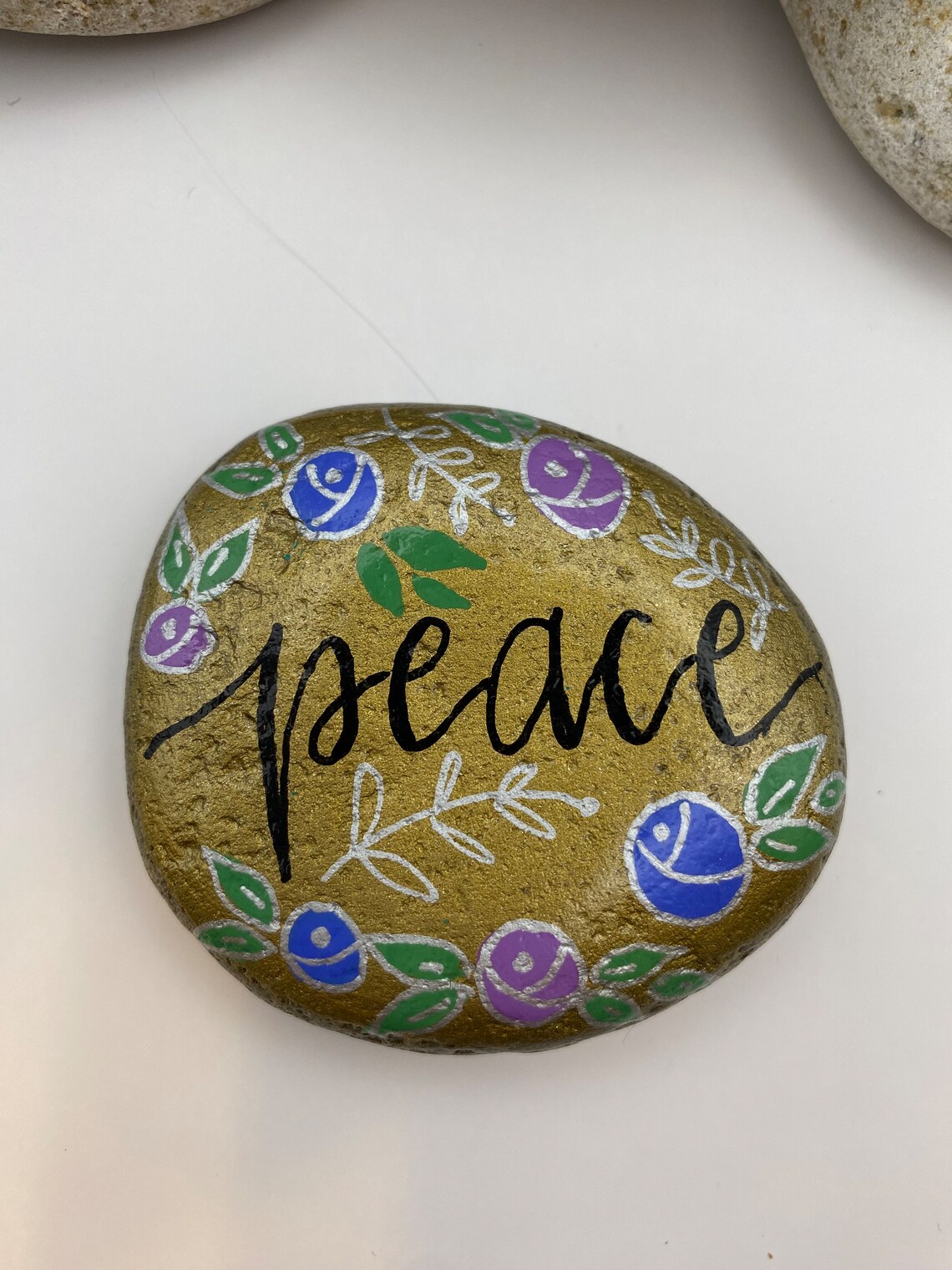 Peace Painted Rock, Hand Painted Rock, Gift for Encouragement, Gift for ...