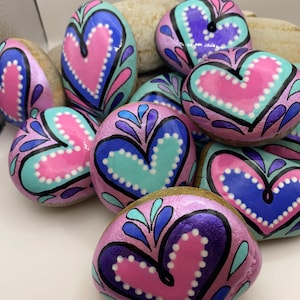 Heart Rocks Painted Rocks, Assorted Heart Rocks, Valentine’s Day ...
