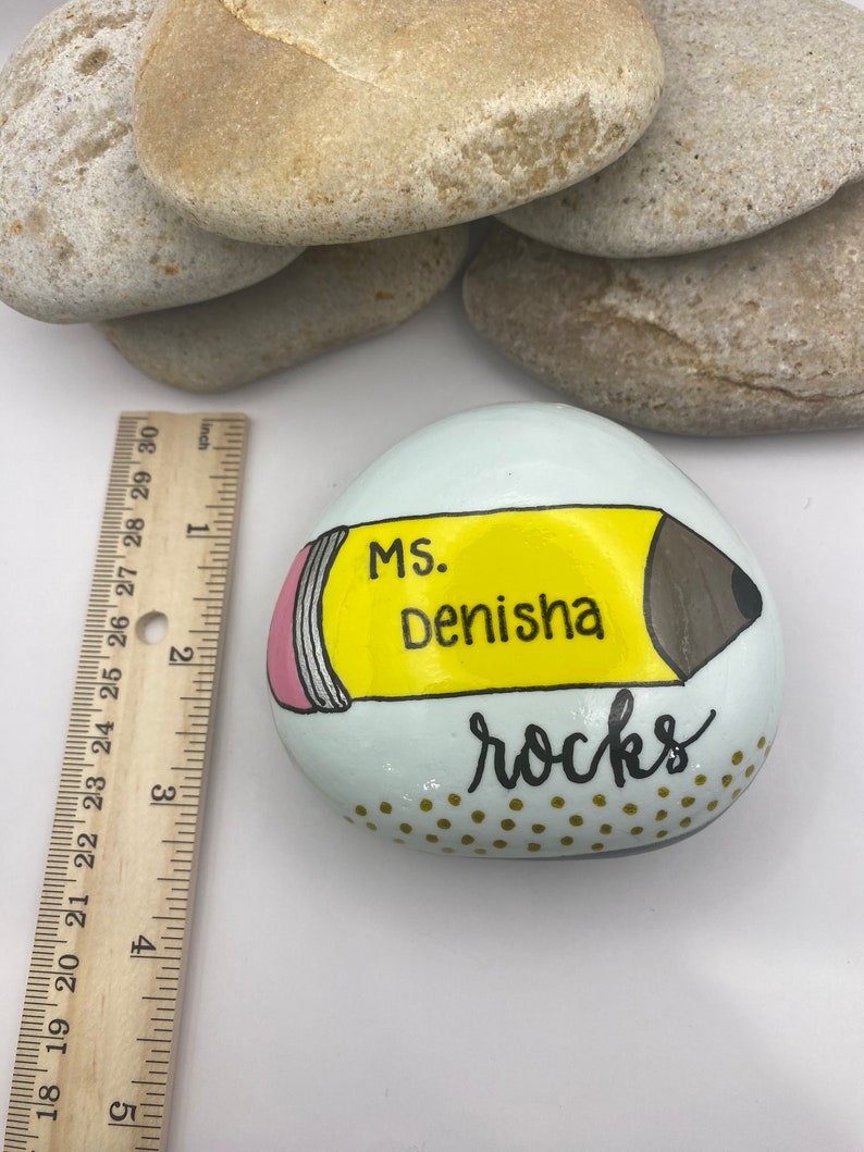 My Teacher Rocks Painted Rocks, Back to School Rock, Teacher ...