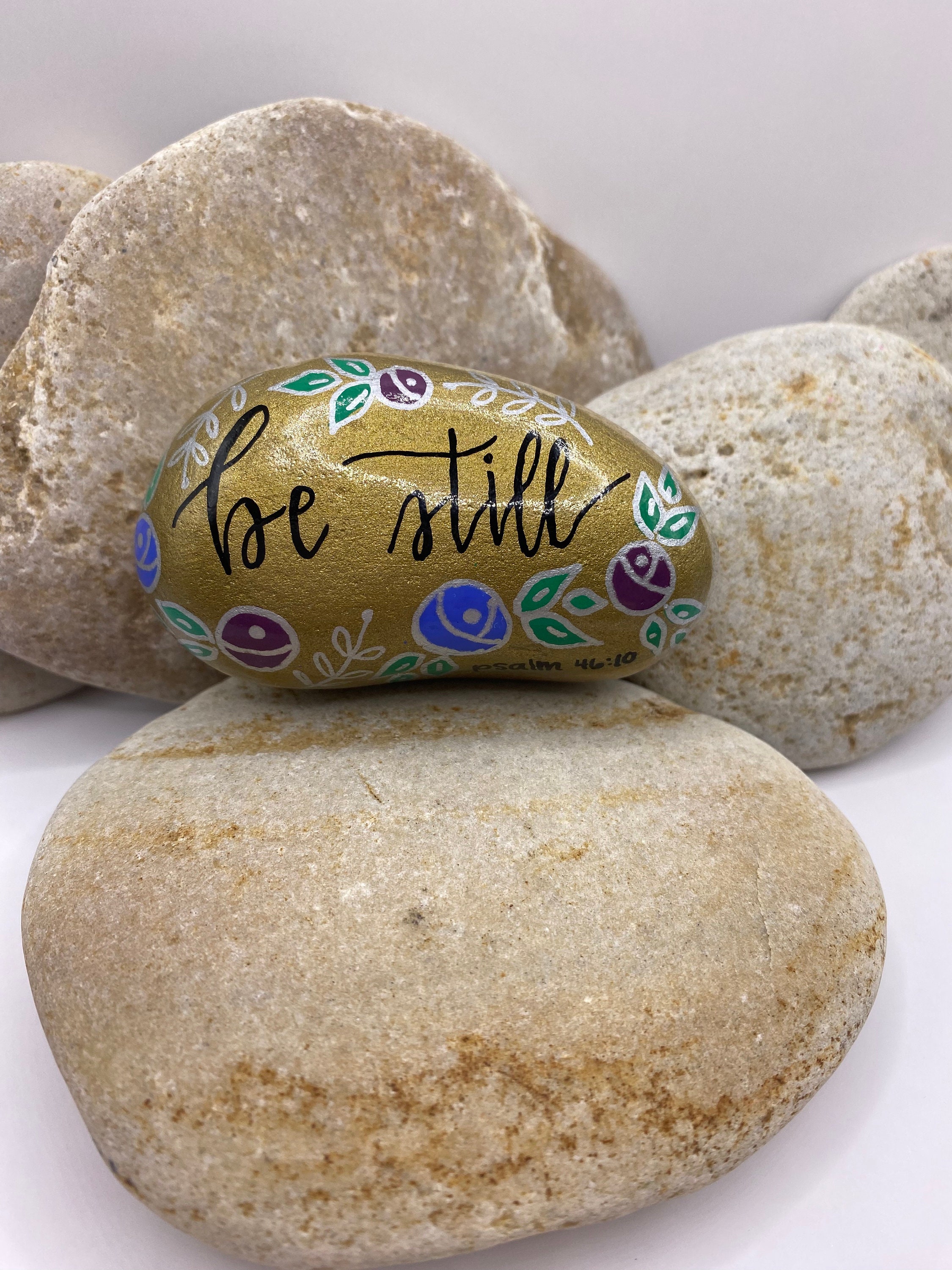 Be Still Hand Painted Rock, Bible Verse Rock, Bible Quotes, Religious ...