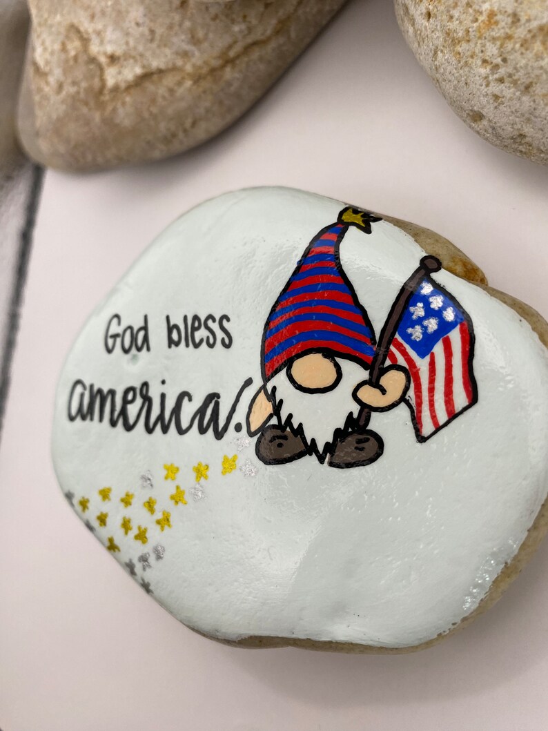 God Bless America Painted Rock, July 4th Rock, Patriotic Rock, Happy ...
