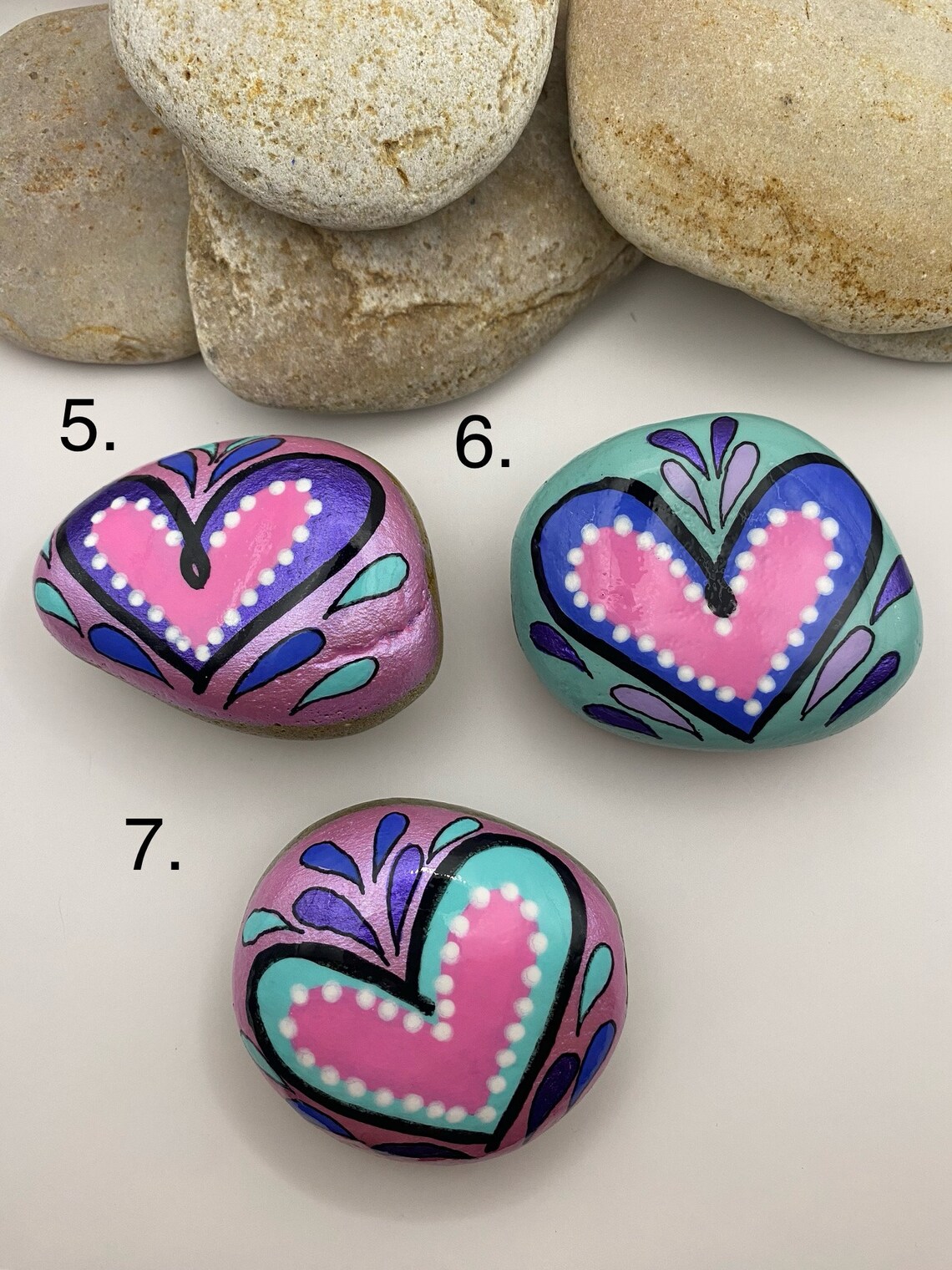 Heart Rocks Painted Rocks, Assorted Heart Rocks, Valentine’s Day ...