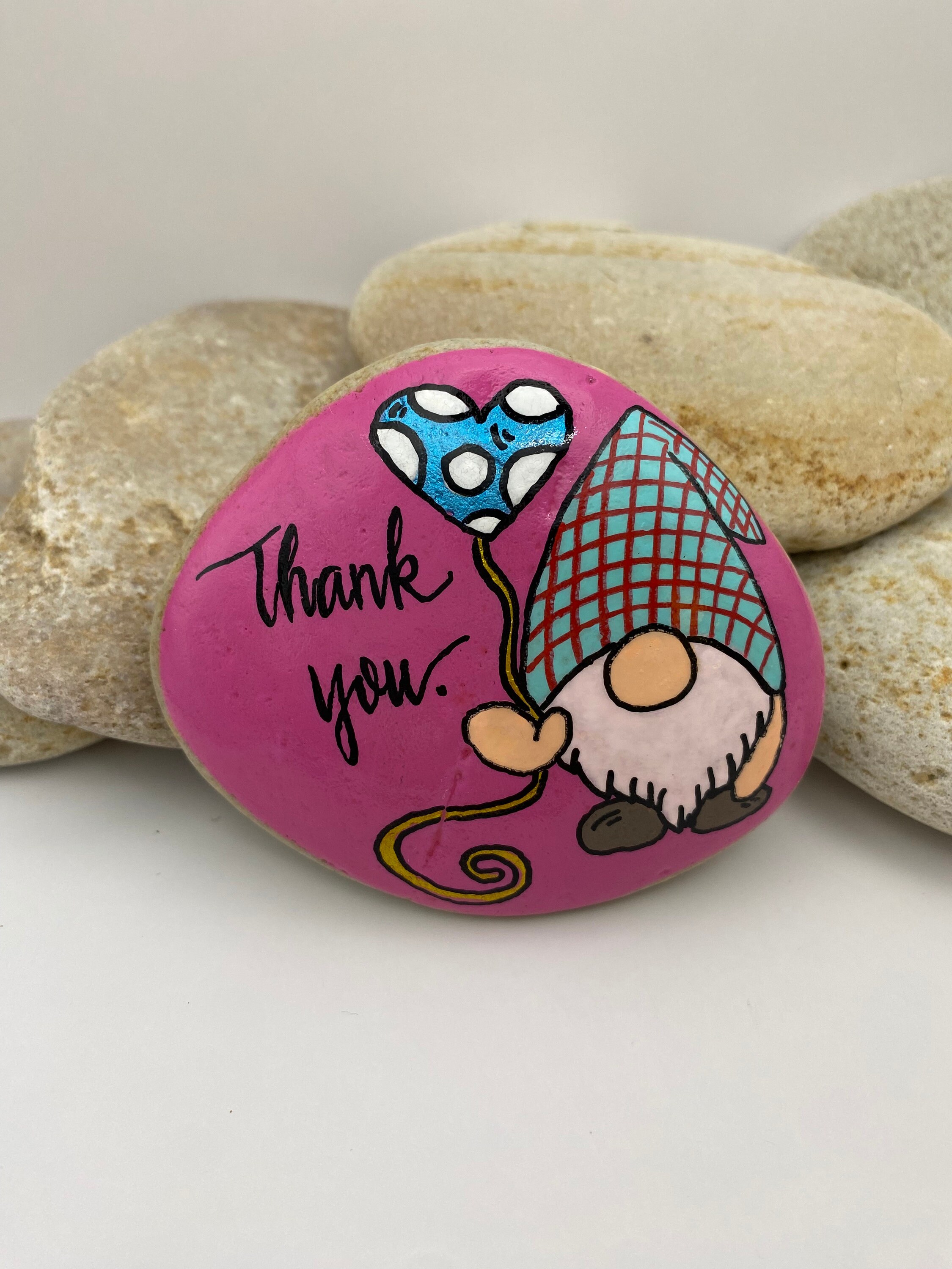 Thank You Painted Rock, Painted Gnome Rock, Thank You Gift ...