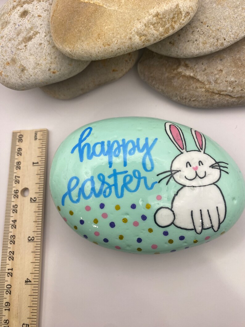 Happy Easter Painted Rock, Easter Painted Rock, Easter Bunny Rock ...