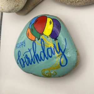 Happy Birthday Painted Rock, Birthday Painted Balloon Rock, Happy ...