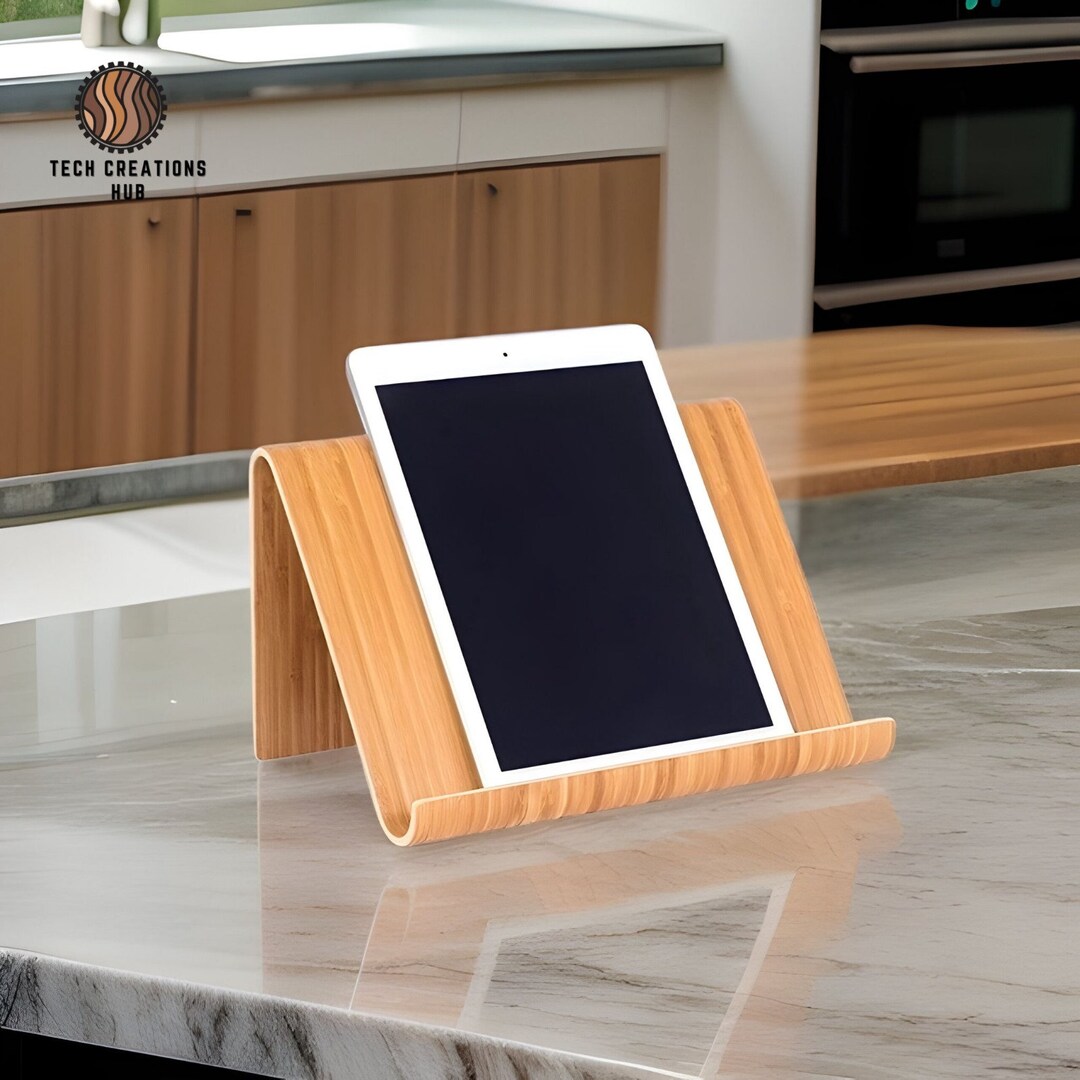 Wooden Multi Device Stand, Bamboo Wood Walnut Tablet PC Phone Holder ...