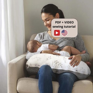 Baby Nursing Pillow Cover Sewing Pattern With Zipper, Video Tutorial ...