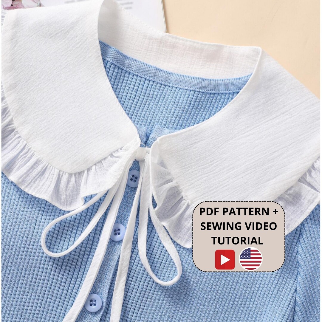Ruffle Collar PDF Pattern, Detachable Peter Pan Neck Collar, Sewing ...