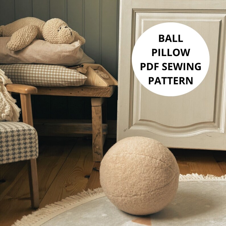 DIY Cozy Teddy Sphere Pillow Sewing Pattern Instant Download PDF for ...