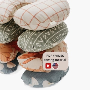 Baby Nursing Pillow Cover Sewing Pattern With Zipper, Video Tutorial ...