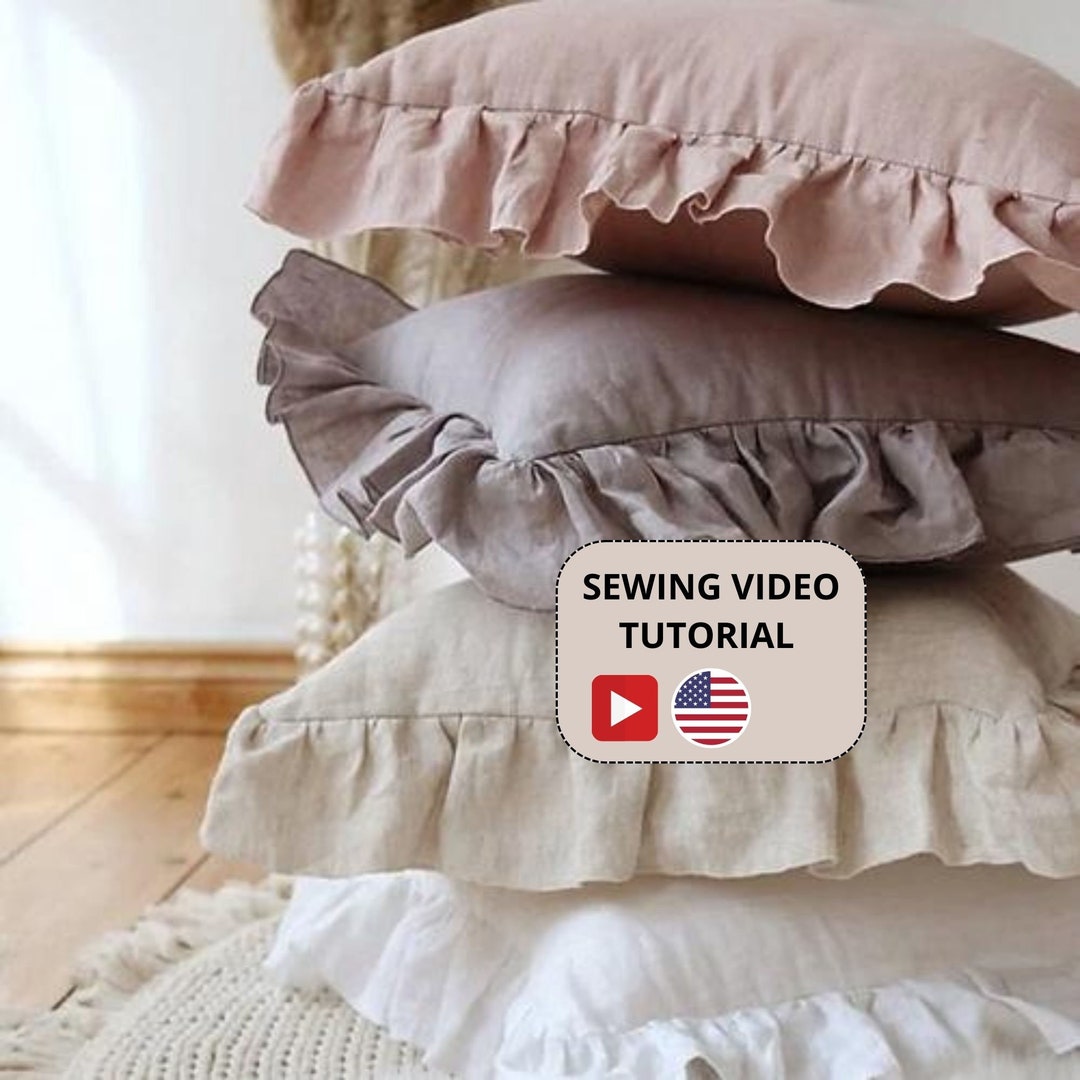 Ruffled Pillow Shams Sewing Tutorial With Video, DIY Ruffled Cushion ...