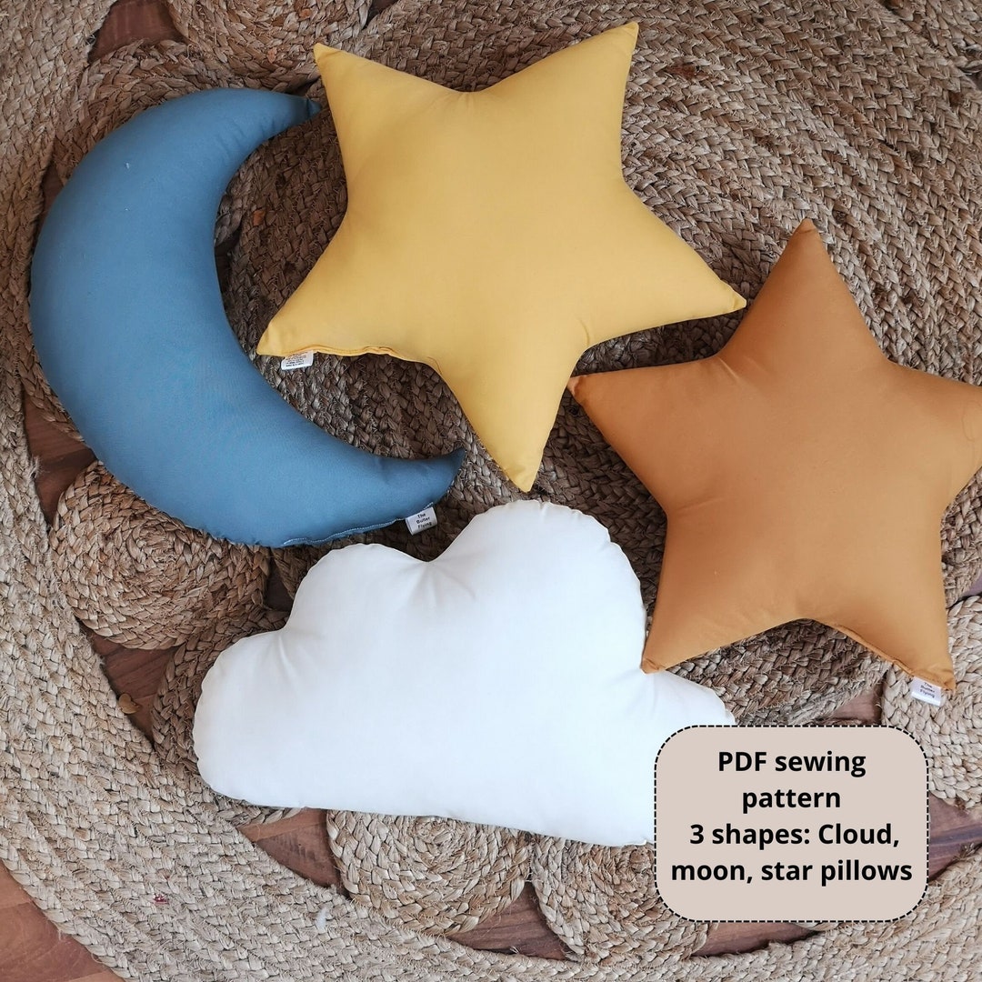 Cloud Pillow, Star Pillow and Moon Pillow Set DIY Sewing Pattern with ...