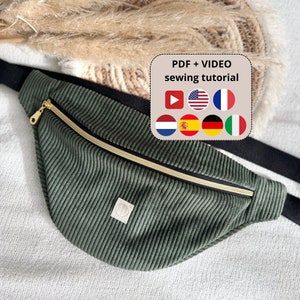 Bum Bag PDF Pattern & Video Tutorial, Sling Bag, Fanny Pack Sewing Pattern, DIY Sling Pouch ...