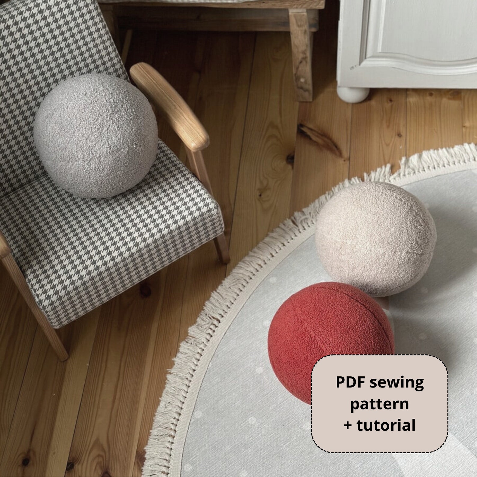 Boucle Ball Pillow Sewing Pattern Ball Cushion Pattern PDF Instant ...